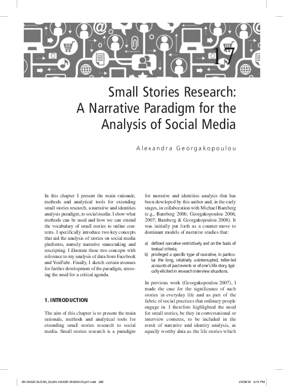 (PDF) Small Stories Research: A Narrative Paradigm for the Analysis of ...