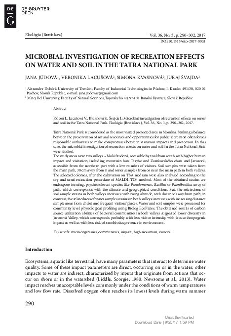 (PDF) Microbial investigation of recreation effects on water and soil ...