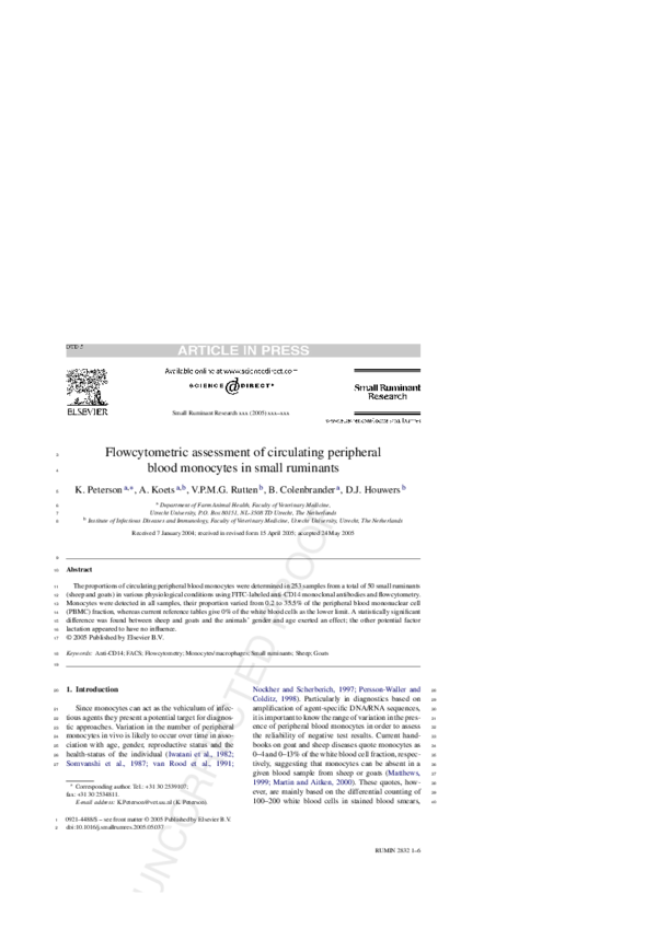 (PDF) Flowcytometric assessment of circulating peripheral blood ...