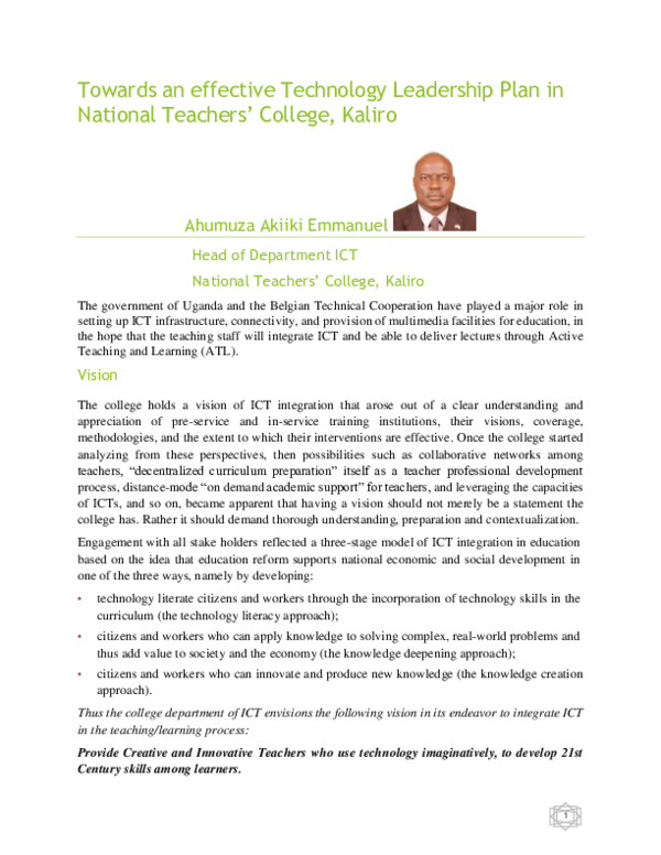 (PDF) Towards an effective Technology Leadership Plan in National ...