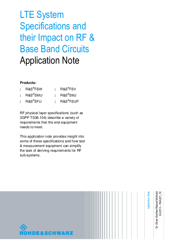 (PDF) LTE System Specifications and their Impact on RF & Base Band ...