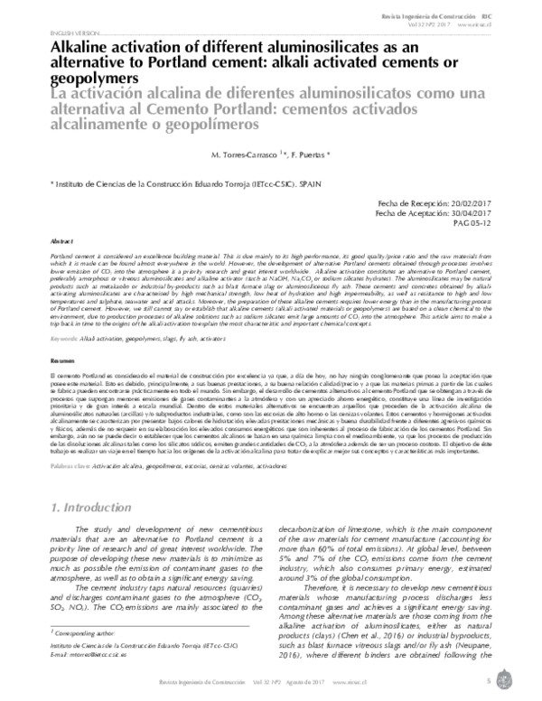(PDF) Alkaline activation of different aluminosilicates as an ...