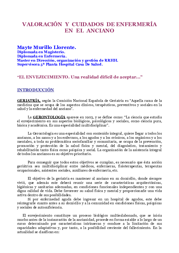 (DOC) VALORACIÓN Y CUIDADOS DE ENFERMERÍA EN EL ANCIANO