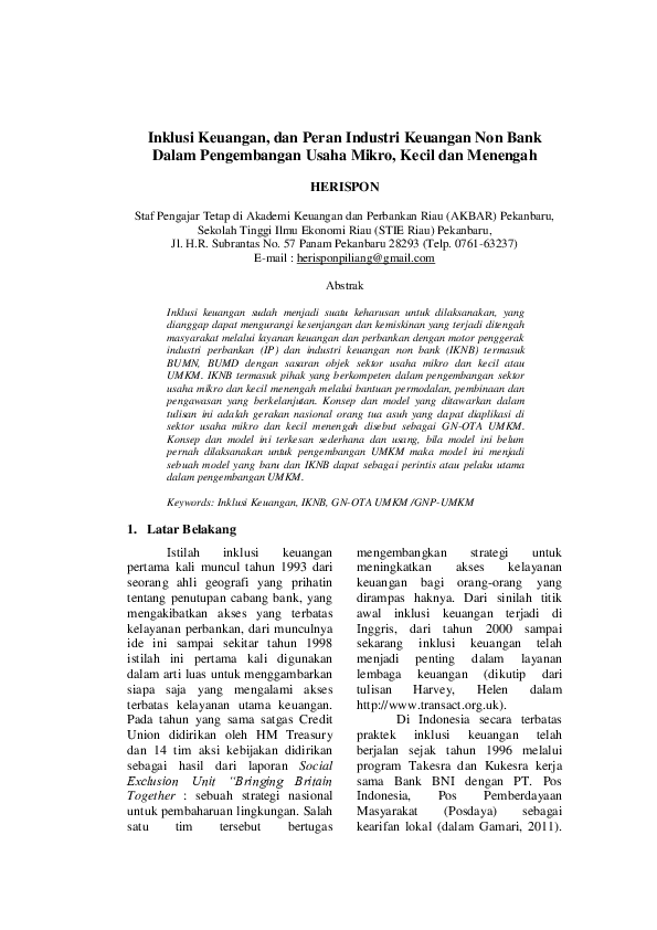 (PDF) Inklusi IKNB dan UMKM