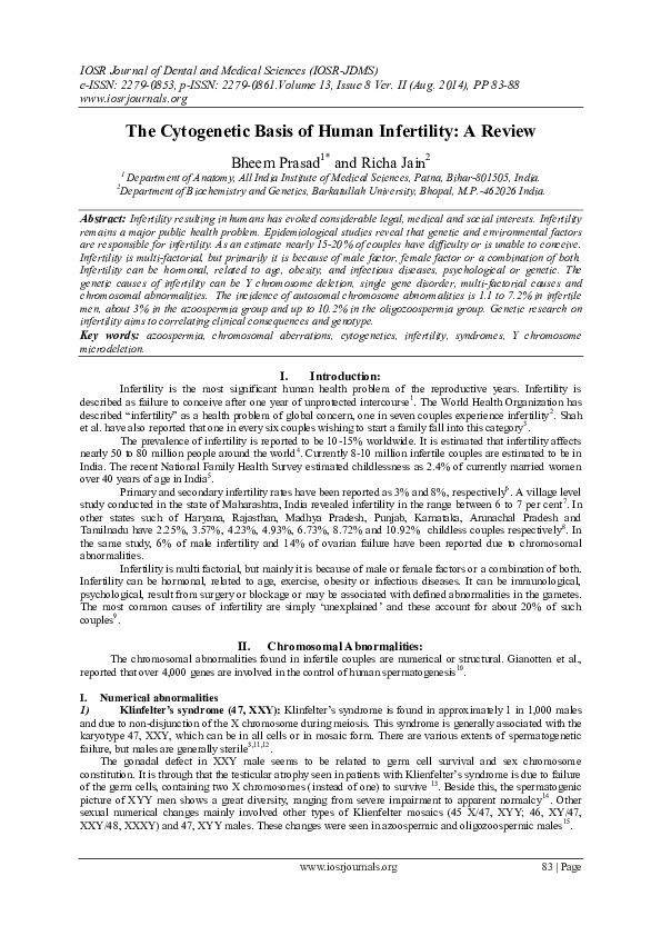 (PDF) The Cytogenetic Basis of Human Infertility: A Review