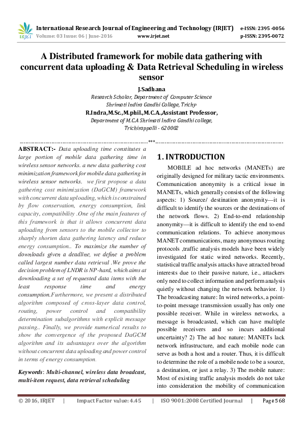 Pdf A Distributed Framework For Mobile Data Gathering With Concurrent