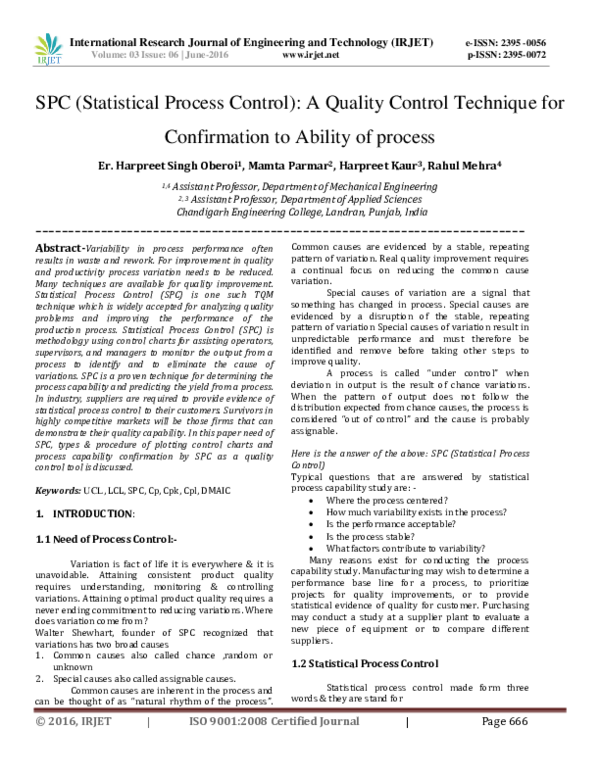 (PDF) SPC (Statistical Process Control): A Quality Control Technique ...