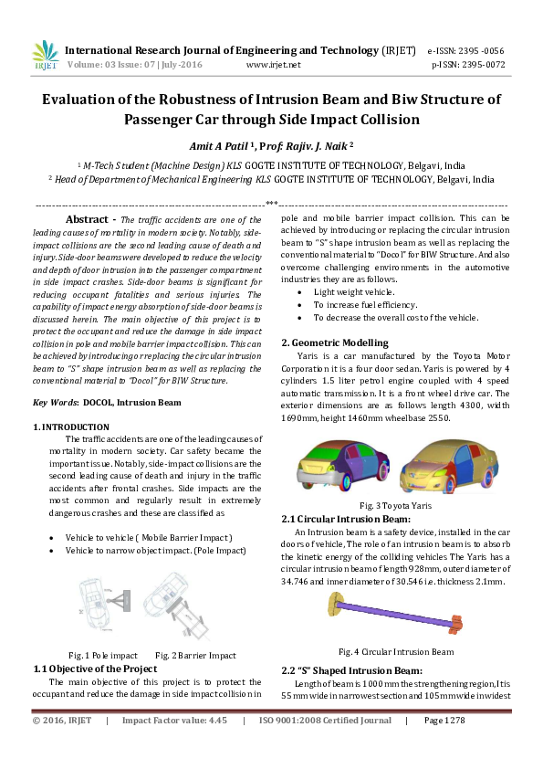 (PDF) Evaluation of the Robustness of Intrusion Beam and Biw Structure ...