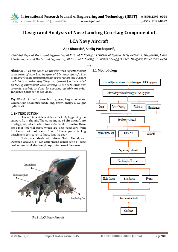 (PDF) Design and Analysis of Nose Landing Gear Lug Component of LCA ...