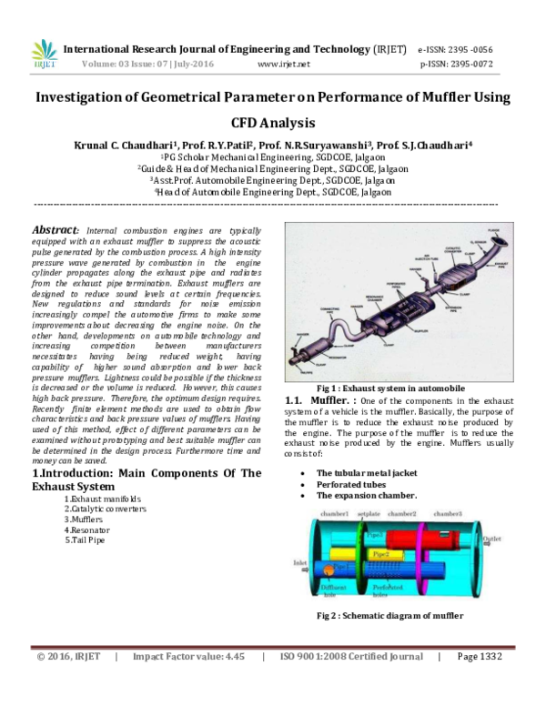 (PDF) Investigation of Geometrical Parameter on Performance of Muffler Using CFD Analysis