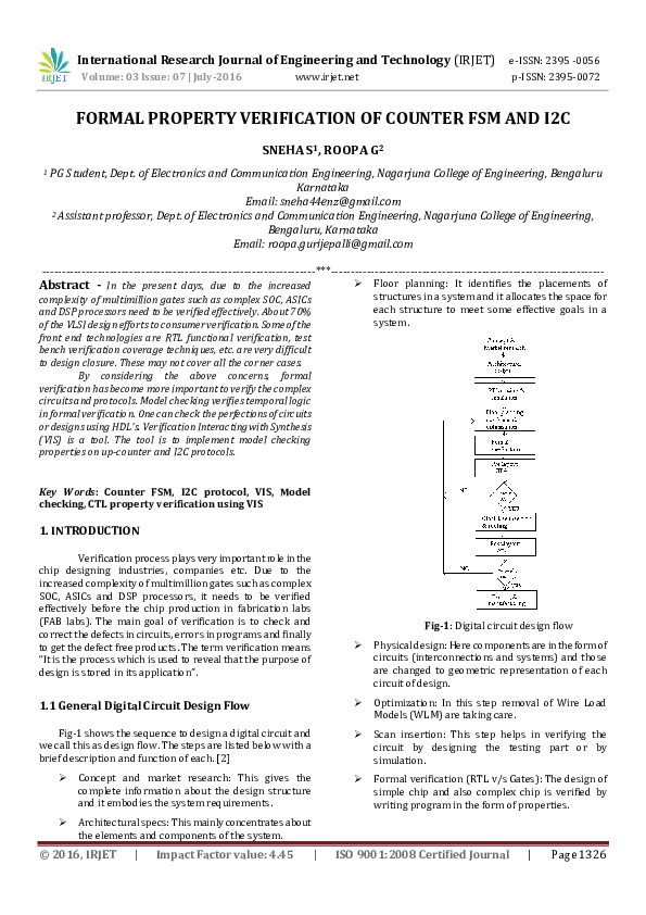 (PDF) FORMAL PROPERTY VERIFICATION OF COUNTER FSM AND I2C