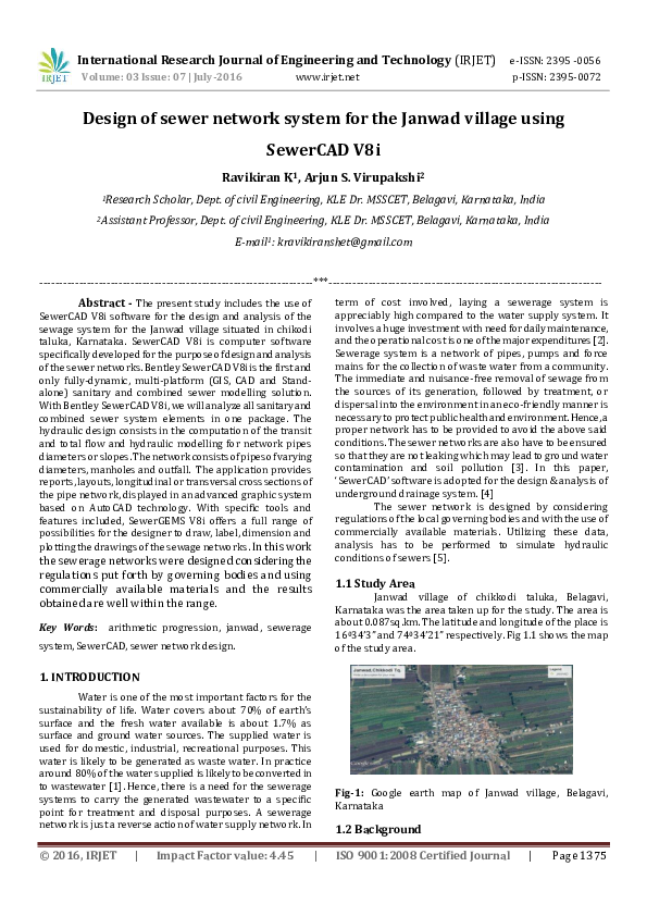 (PDF) Design of sewer network system for the Janwad village using ...