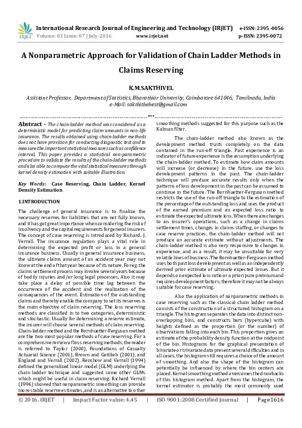 (PDF) A Nonparametric Approach for Validation of Chain Ladder Methods ...