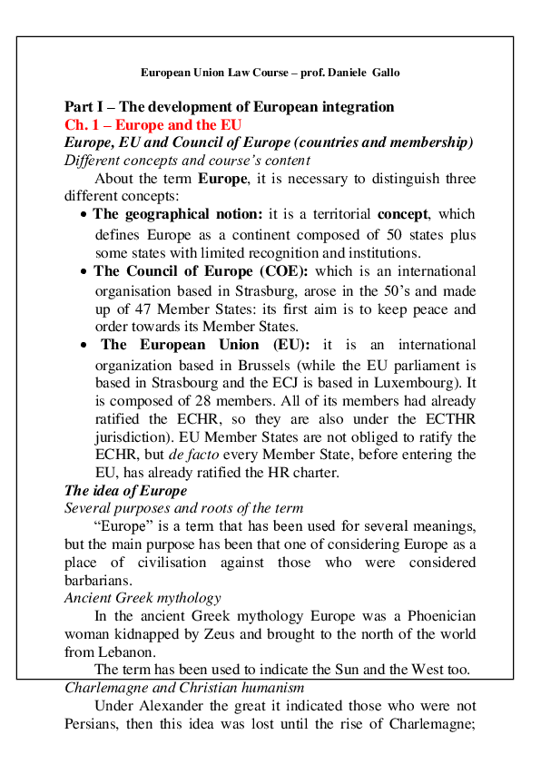(DOC) European Union Law Course