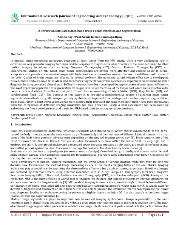 Pdf A Review On Mri Based Automatic Brain Tumor Detection And