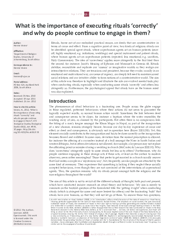 (PDF) What is the importance of executing rituals 'correctly' and why ...