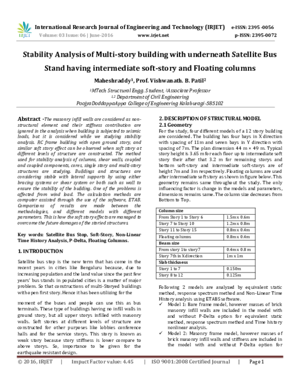 (PDF) Stability Analysis of Multi-story building with underneath ...