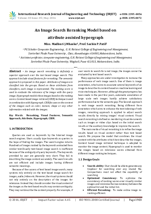 (PDF) An Image Search Reranking Model based on attribute assisted hypergraph