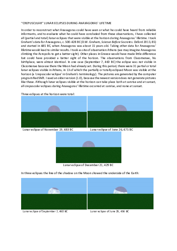 (DOC) " CREPUSCULAR " LUNAR ECLIPSES DURING ANAXAGORAS' LIFETIME
