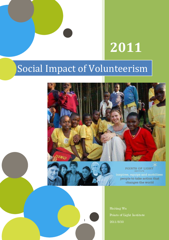 (PDF) Social Impact of Volunteerism