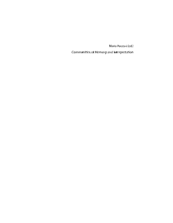 (PDF) Communities of Memory and Interpretation: Reimagining and ...