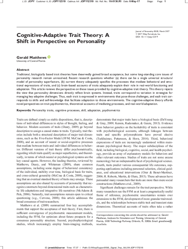 (PDF) Cognitive-Adaptive Trait Theory: A Shift in Perspective on ...