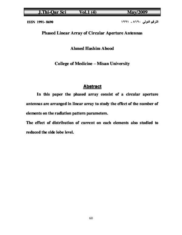 (PDF) Phased Linear Array of Circular Aperture Antennas