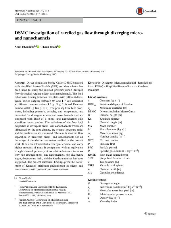 (PDF) DSMC Study of Gas Flow in Diverging Microchannels