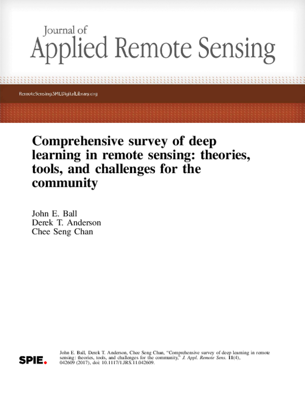 (PDF) Comprehensive survey of deep learning in remote sensing: theories ...