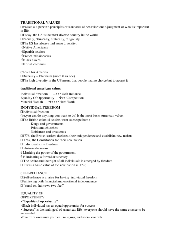 (DOC) TRADITIONAL VALUES