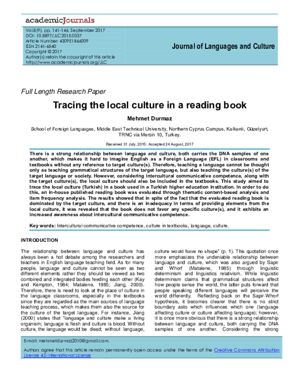 (PDF) Tracing the local culture in a reading book