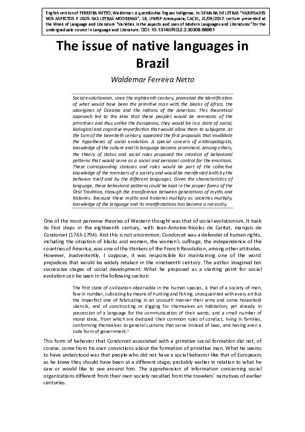 (PDF) The issue of native languages in Brazil