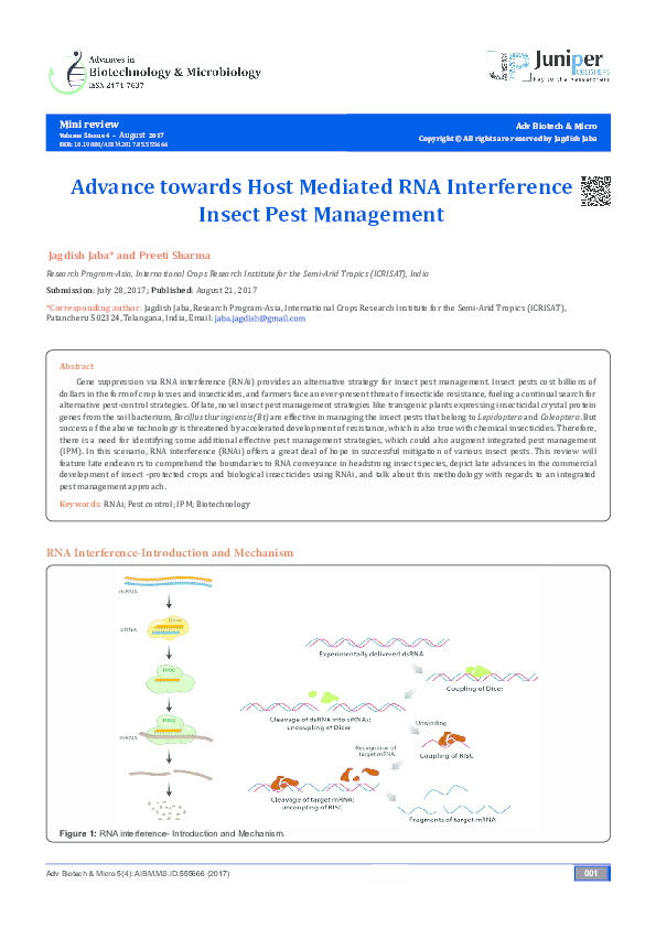 (PDF) Advance towards Host Mediated RNA Interference Insect Pest ...