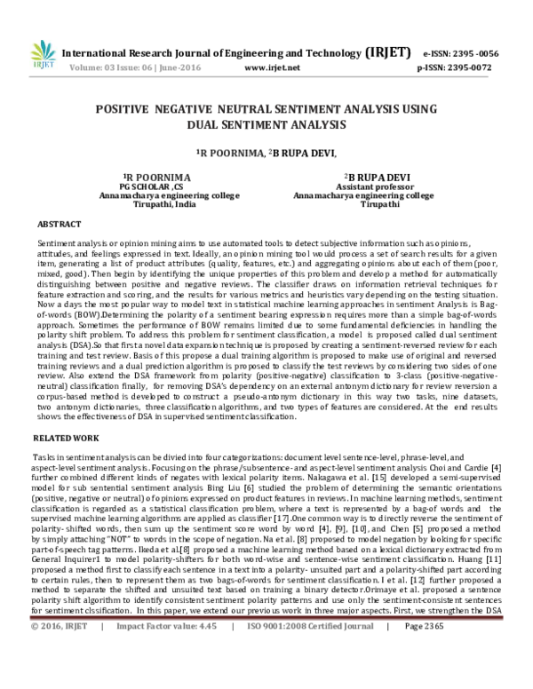 (PDF) Positive Negative Neutral Sentiment Analysis Using Dual Sentiment ...