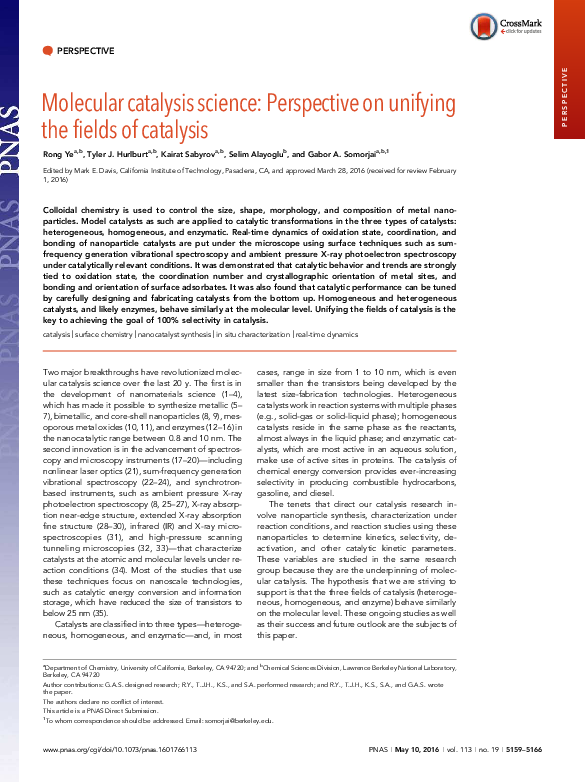 (PDF) Molecular catalysis science: Perspective on unifying the fields ...