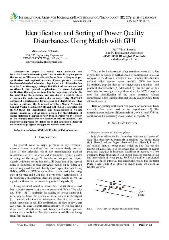 Pdf Identification And Sorting Of Power Quality Disturbances Using Matlab With Gui