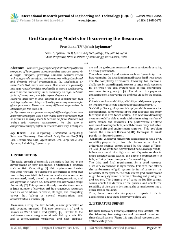 (PDF) Grid Computing Models for Discovering the Resources