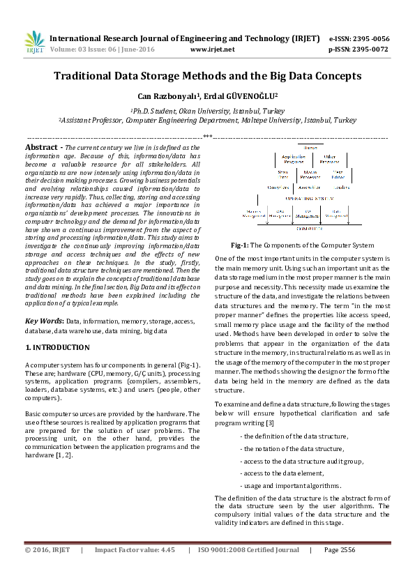 (PDF) Traditional Data Storage Methods and the Big Data Concepts