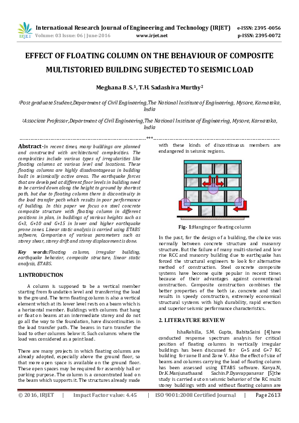 (PDF) EFFECT OF FLOATING COLUMN ON THE BEHAVIOUR OF COMPOSITE ...