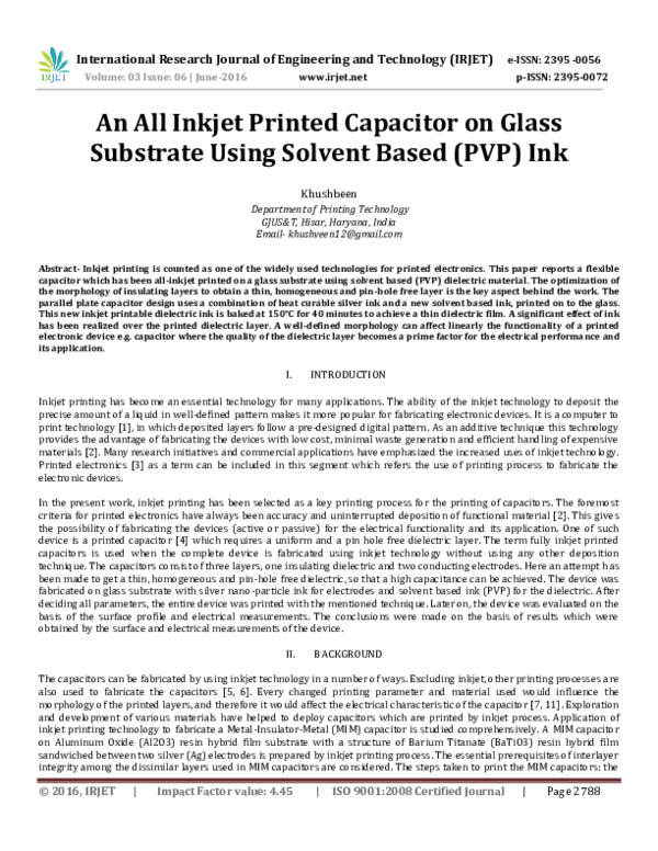 (PDF) An All Inkjet Printed Capacitor on Glass Substrate Using Solvent ...