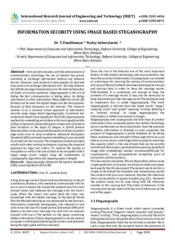 (PDF) INFORMATION SECURITY USING IMAGE BASED STEGANOGRAPHY