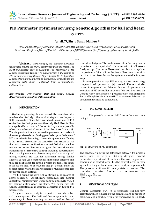 (PDF) Genetic Algorithm for PID Optimization