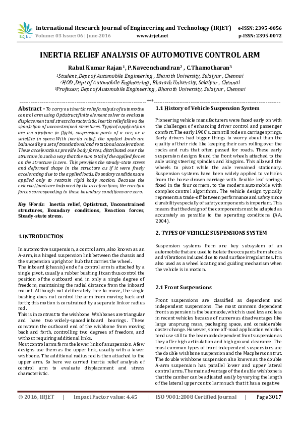 (PDF) INERTIA RELIEF ANALYSIS OF AUTOMOTIVE CONTROL ARM