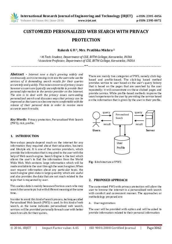 (PDF) CUSTOMIZED PERSONALIZED WEB SEARCH WITH PRIVACY PROTECTION
