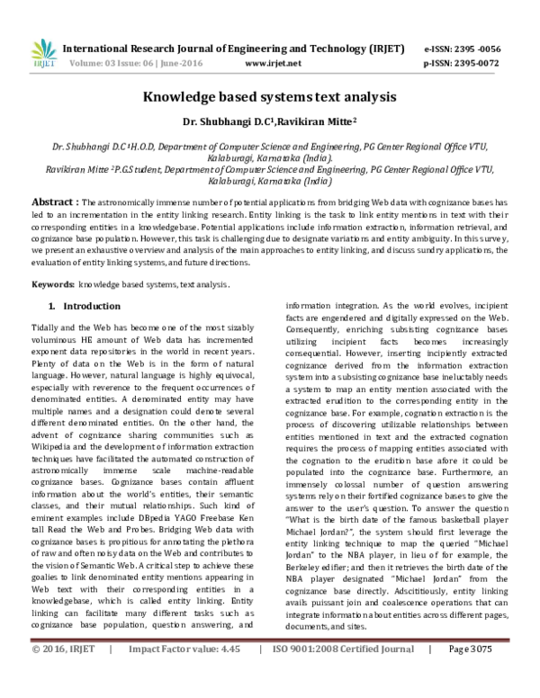 (PDF) Knowledge based systems text analysis