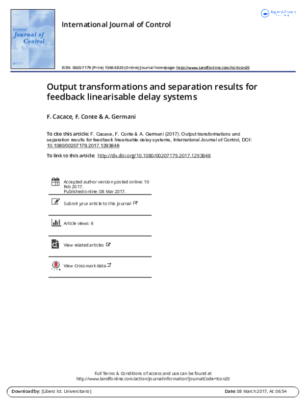 (PDF) International Journal of Control Output transformations and ...