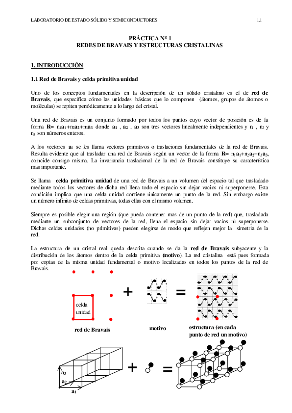 (PDF) PRÁCTICA N o 1 REDES DE BRAVAIS Y ESTRUCTURAS CRISTALINAS 1 ...