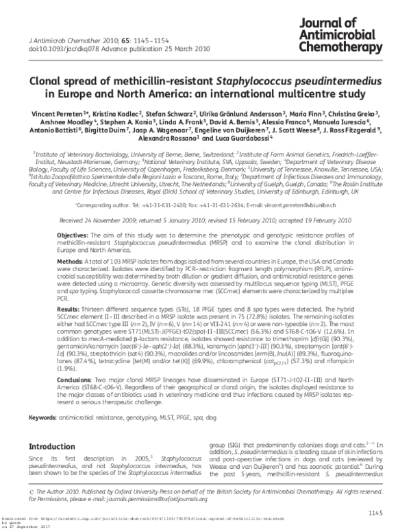 (PDF) Clonal spread of methicillin-resistant Staphylococcus ...
