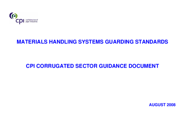 (PDF) MATERIALS HANDLING SYSTEMS GUARDING STANDARDS CPI CORRUGATED ...