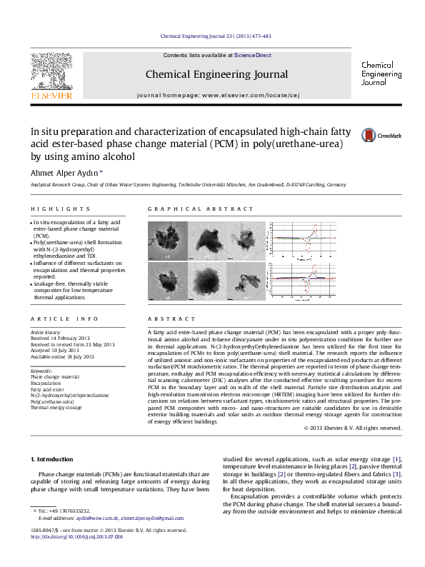 (PDF) In situ preparation and characterization of encapsulated high ...